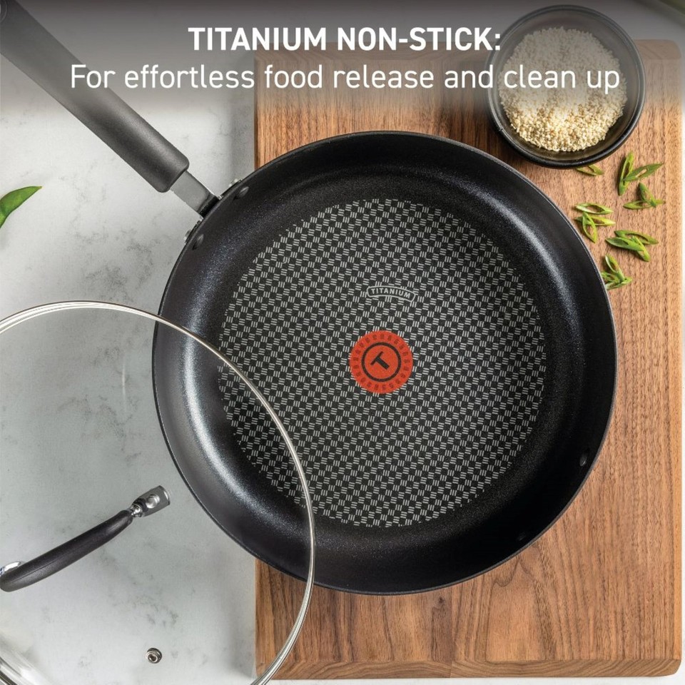 T Fal 12 Inch Hard Anodized Nonstick Fry Pan with Lid and Thermo Spot ...