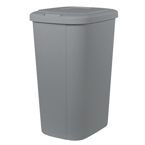 Hefty Kitchen Trash Can, 13 Gallon, Plastic Touch Top Garbage Bin, Grey ...