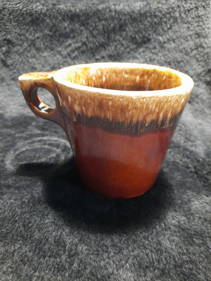 Hull USA Brown Drip Glaze Pottery Oven Proof Coffee Mug | eBay