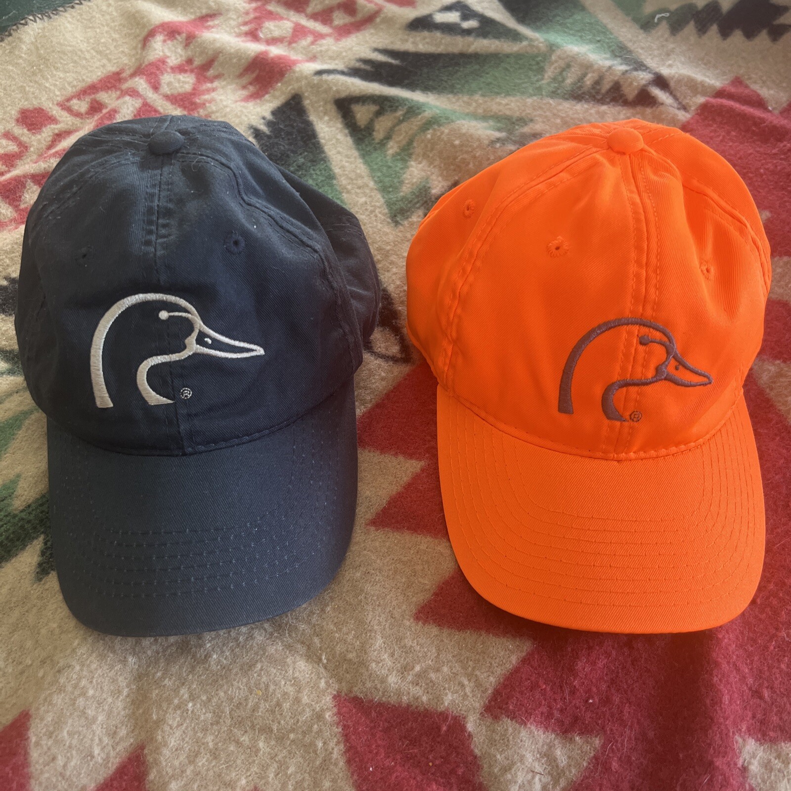 Lot Of 2 Ducks Unlimited hats vintage Neon Orange And Navy Trucker Snap ...