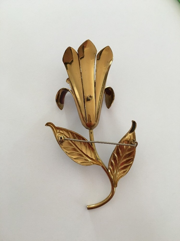 LONG STEM VINTAGE METAL ENAMEL 3D FLOWER 4" PIN (24) | eBay