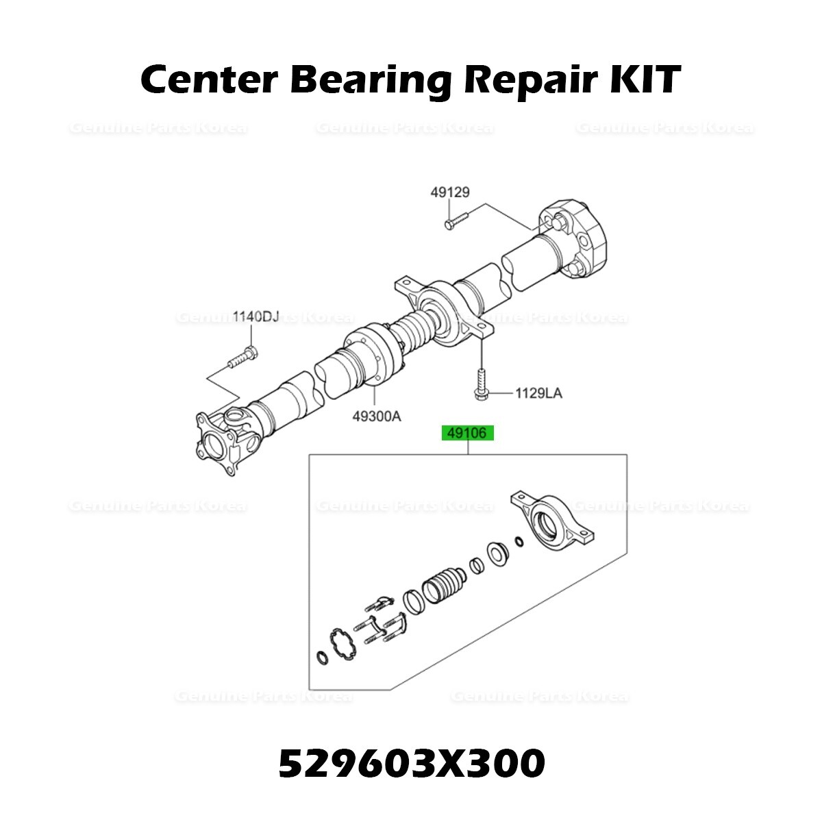 ⭐Genuine⭐ Center Bearing Repair KIT 495751U000 for Hyundai Santa Fe Kia ...
