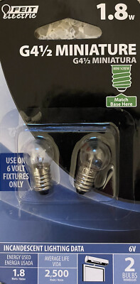 Feit Electric 1.8-Watt Clear G4 1/2 Miniature 6-Volt Bulb w/E10 Mini ...