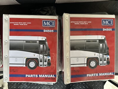 Motor Coach J4505 MCI Bus Parts Manuals Sections 1-3 & 4-22 NEW 03-26 ...