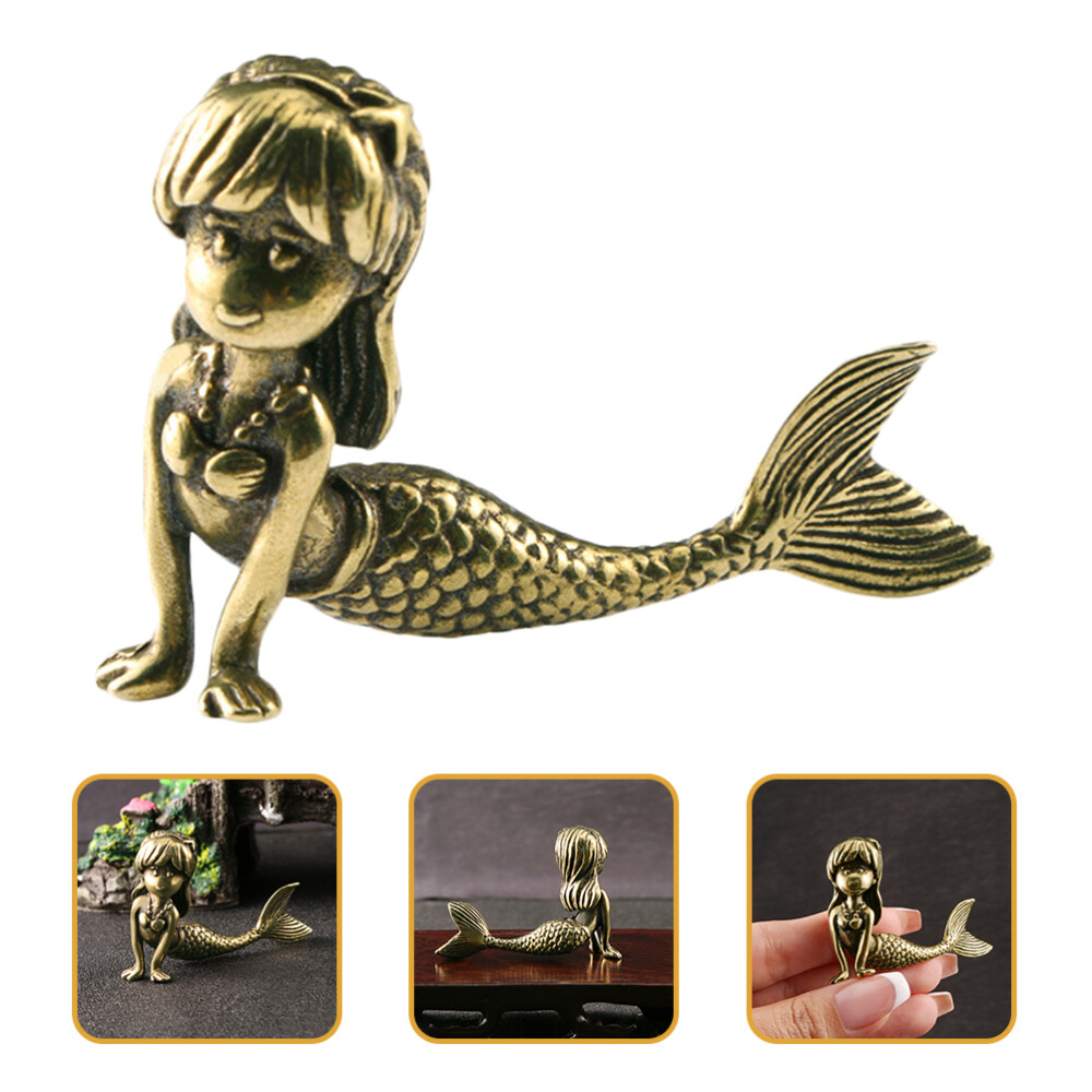 Mermaid Sculpture Figurine Ornament Brass Chic Prop Decorations | eBay