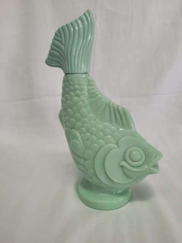 Vintage Avon Topaze Jadeite Green Milk Glass Koi Gold Fish Bubble Bath ...