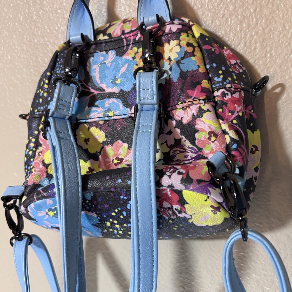 STEVE MADDEN Mini BACKPACK Crossbody Crossover Bag Floral Blue Faux ...