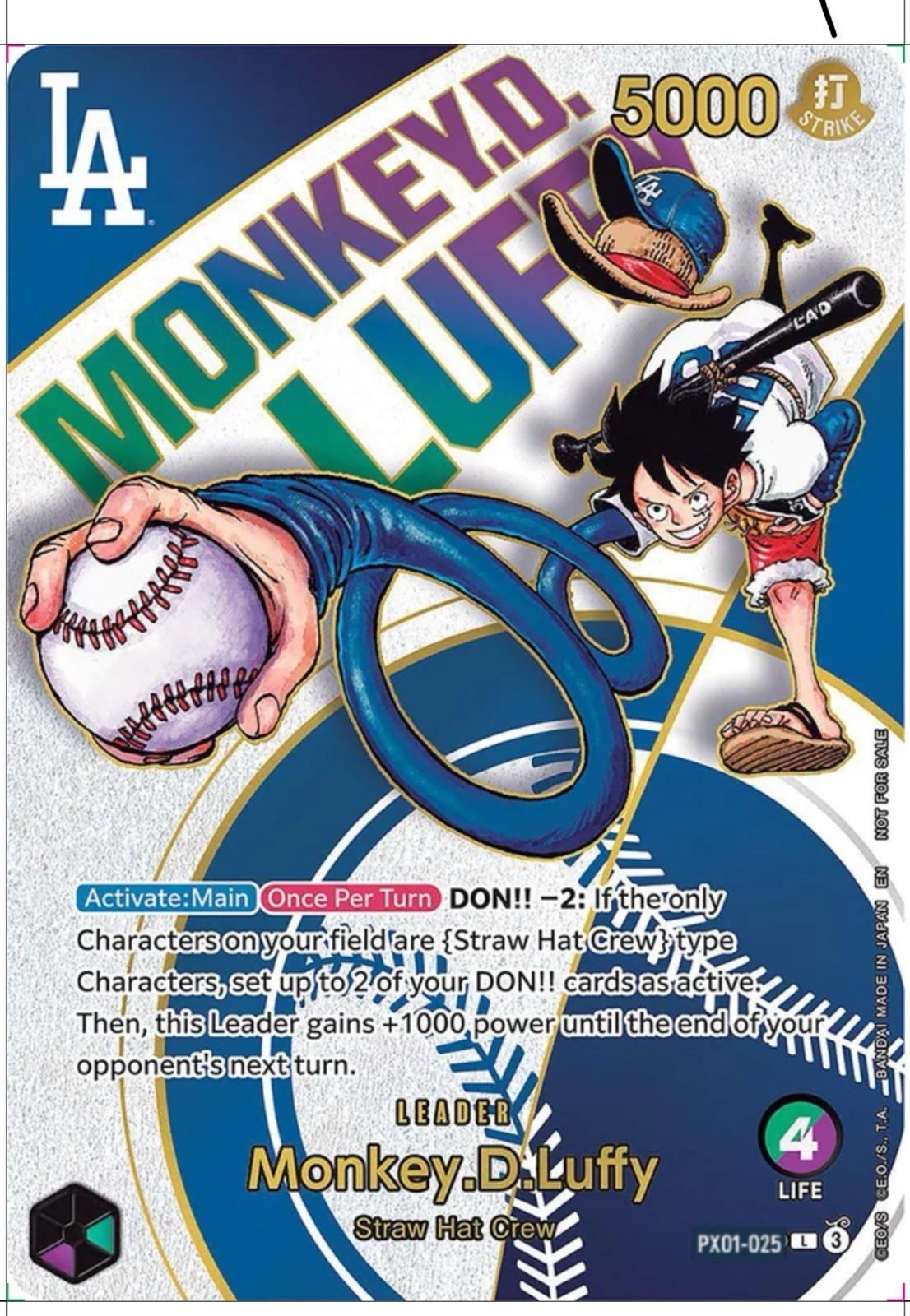 Monkey D Luffy Los Angeles Dodgers Promo Leader Card One Piece TCG ...