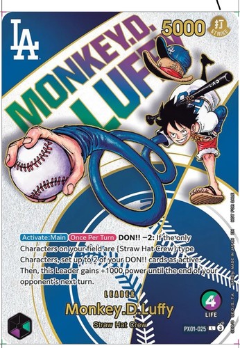 Monkey D Luffy LA Dodgers Promo Leader Card One Piece TCG Custom PROXY ...