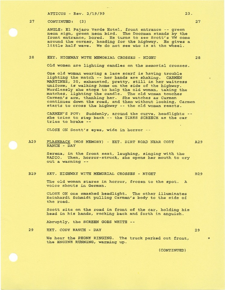 Finn Carter James Coburn MISSING PIECES ATTICUS Original screenplay for #163943 | eBay