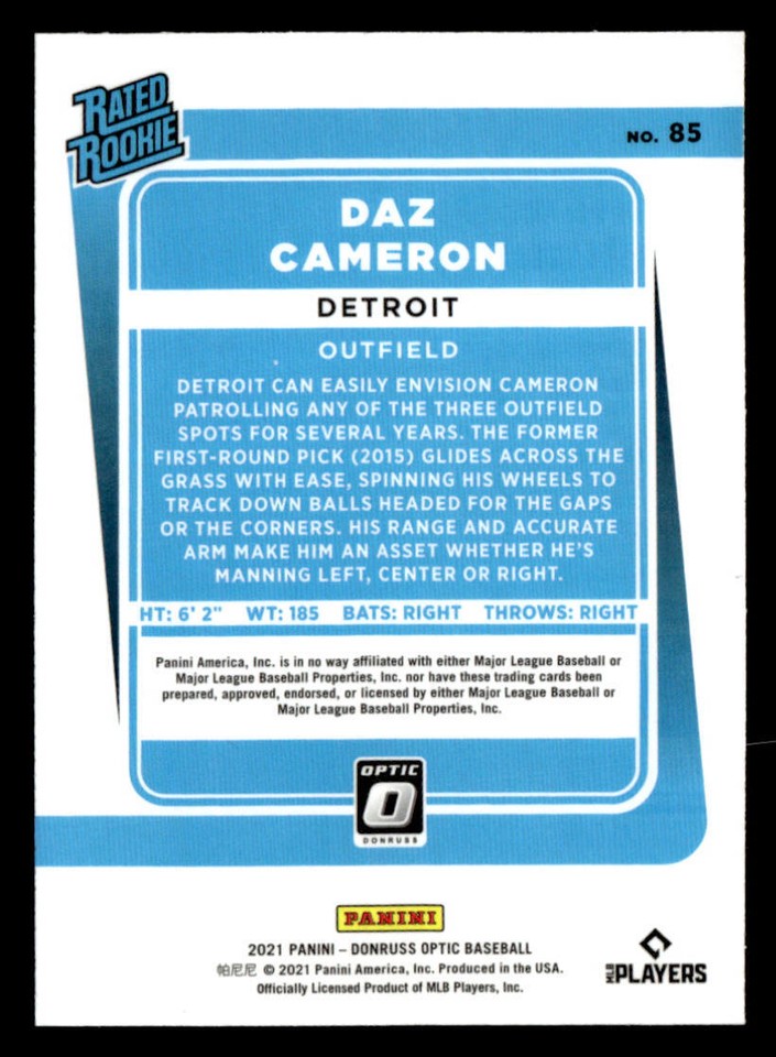 2021 Donruss Optic #85 Daz Cameron Rookie Card Detroit Tigers | eBay