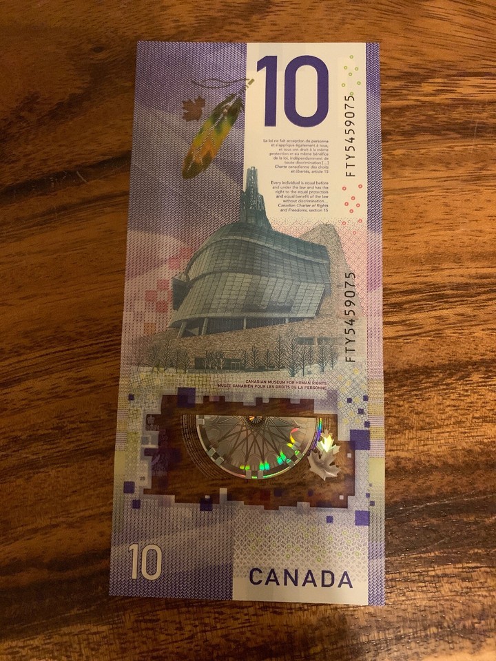 Canadian 10 Dollar Bank Note. Canada 10 Dollar Bill. Circulated Good ...