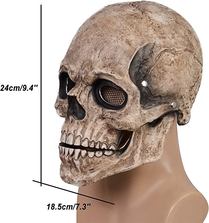 Halloween Skull Mask Full Head With Moving Jaw Scary Helmet Horror ...
