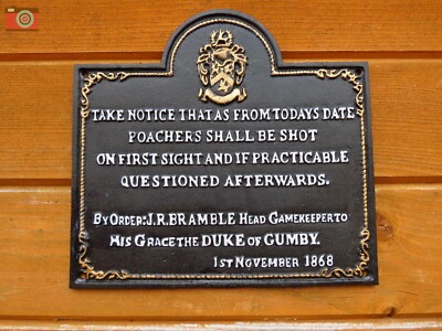 CAST IRON POACHERS SIGN, Vintage Style. Nice Gift, Good Fun 26 x 24. No ...