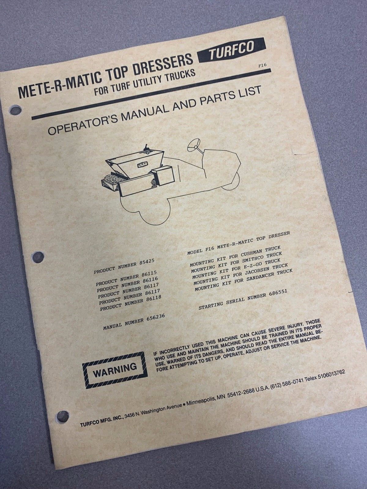 TurfCo Mete-R-Matic Top Dresser Parts Manual Service Cushman Toro ...