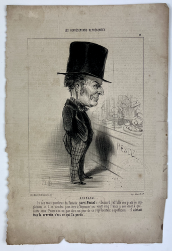 RARE 1849 CARICATURE OF JEAN CHARLES BESNARD BY HONORE DAUMIER | eBay