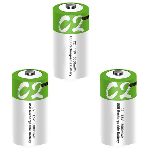 3pc C2 USB Li-ion Rechargeable Battery USB Type C With Charger Fast 1 ...