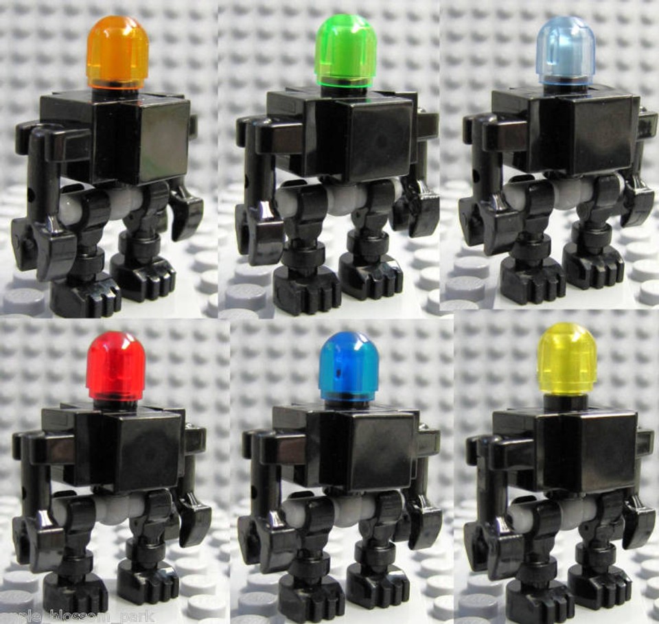 NEW Set/6 Lego MINI ROBOTS w/Red Orange Yellow Green Blue Heads ...