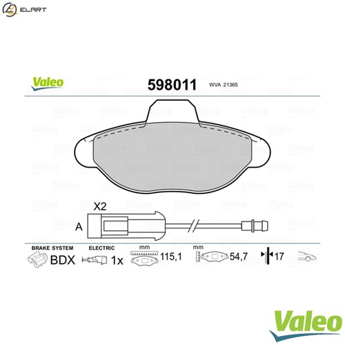 BRAKE PAD SET DISC BRAKE 598011 FOR ALFA ROMEO FIAT FIORINO/Box/Body ...