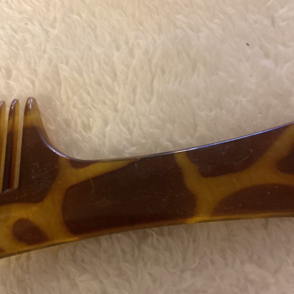 Vintage Goody Comb Mock Tortoise Shell Animal Print 8” Wide Teeth Brown ...