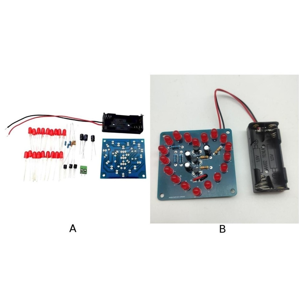 DIY 18 Red LED Heart Shaped Flashing Lamp for Hands On Circuit ...