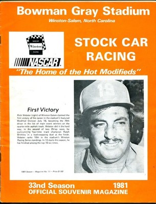 Bowman Gray Stadium NASCAR Modified Stock Car Race Program #11 1981-VG ...