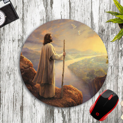 JESUS CHRIST SUNSET SCENE CUSTOM ROUND PC DESK MAT MOUSE PAD HOME ...