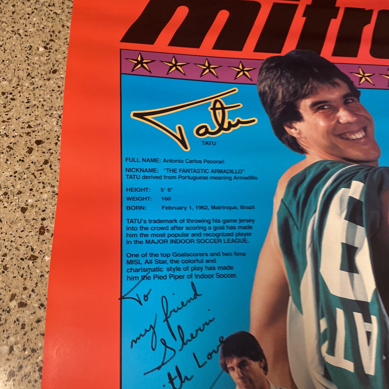 Vintage Antonio TATU Pecorari Dallas Sidekicks Signed Autographed Mitre ...