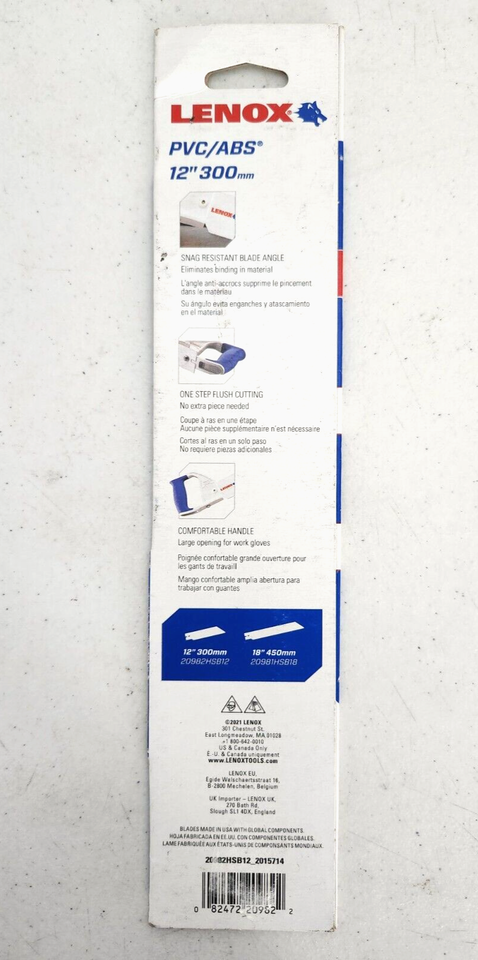 LENOX PVC ABS 12" 300mm Replacement Saw 5-Blades #20982HSB12 | eBay