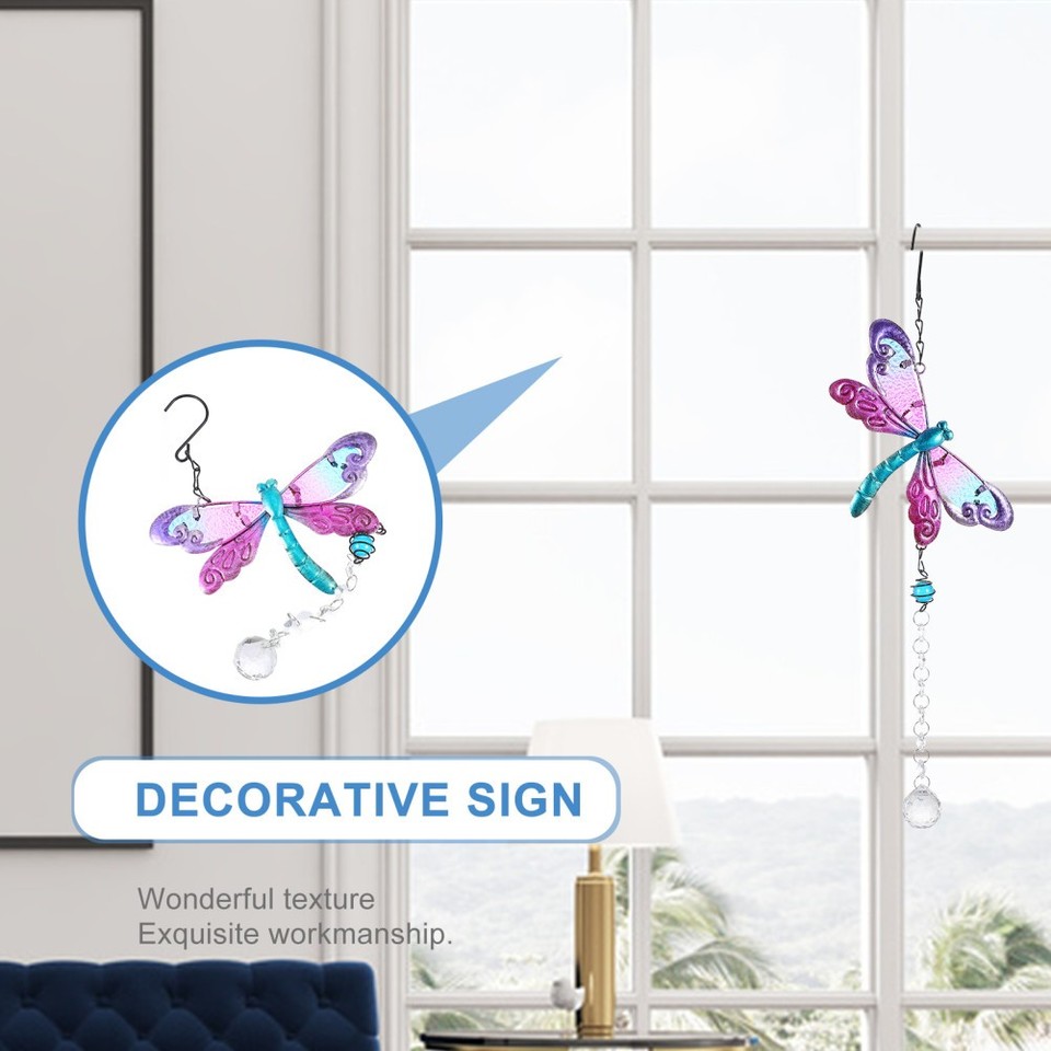 Hanging Glass Dragonfly Garden Pendant Light Pull Chain Extender | eBay ...