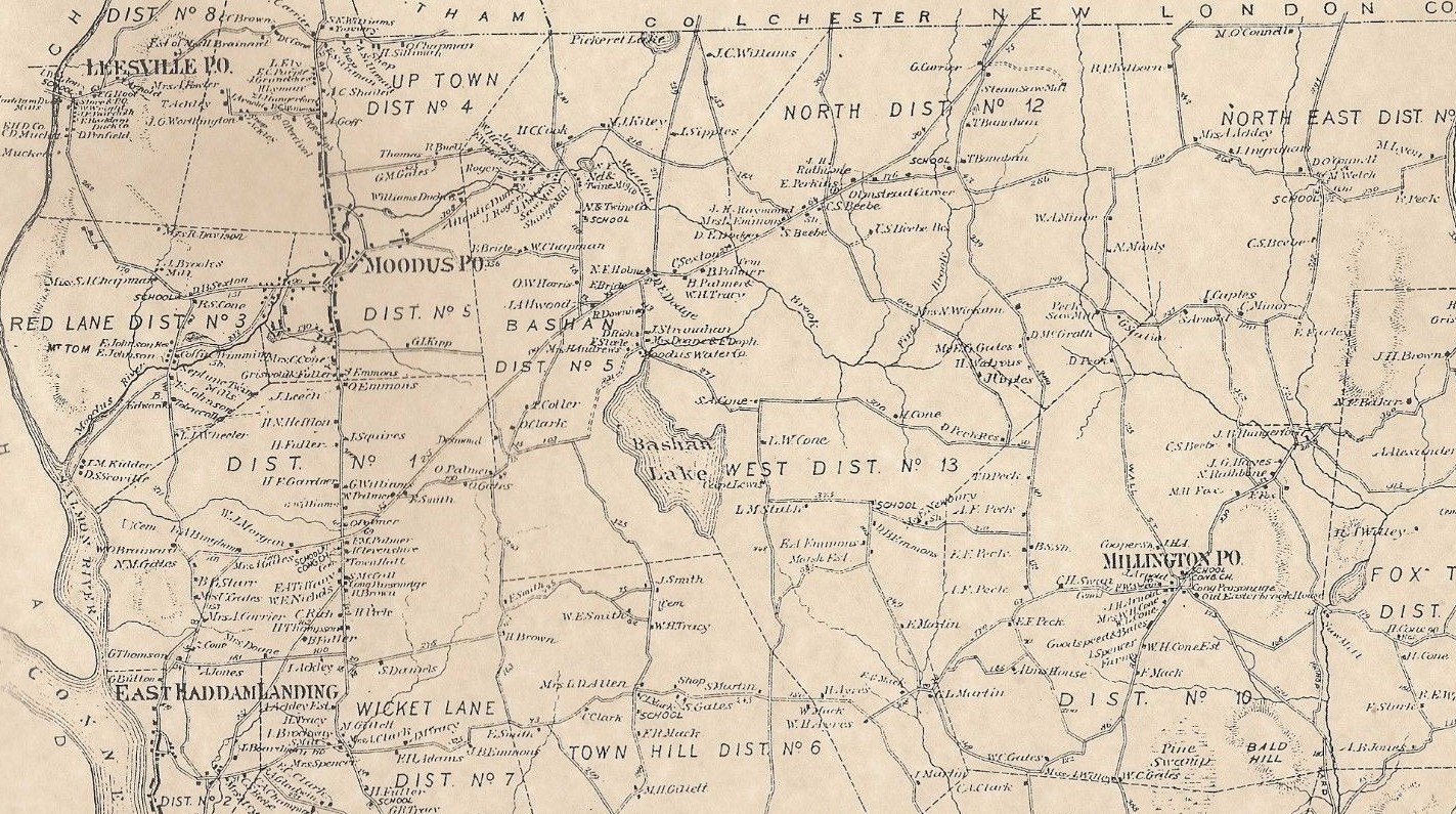 Moodus East Haddam CT 1874 Maps with Homeowners Names Shown | eBay