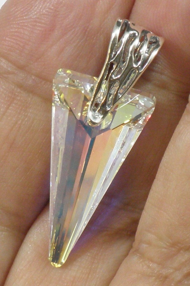 Avilagems Swarovski Crystal AB 925 Sterling Silver Faceted Spike ...