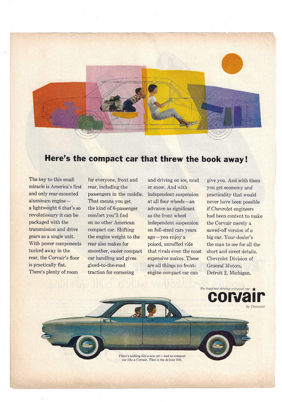 Chevy Chevrolet Print Ad Car Advertising Corvair 700 Deluxe Vintage ...