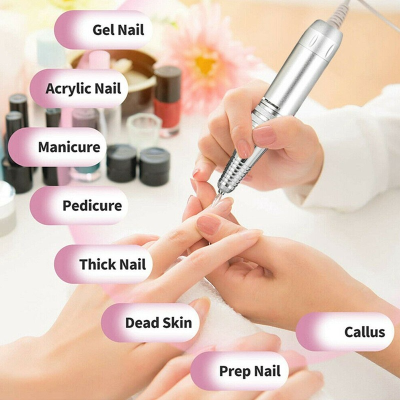 US 30000RPM Rechargeable Electric Nail Drill Machine Portable Manicure ...