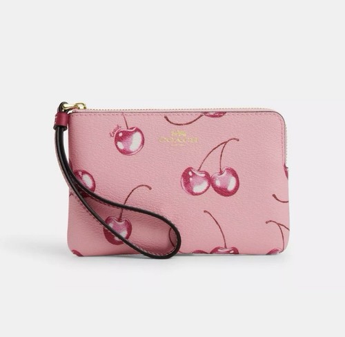 Coach Corner Zip Wristlet Wallet Cherry Print | eBay