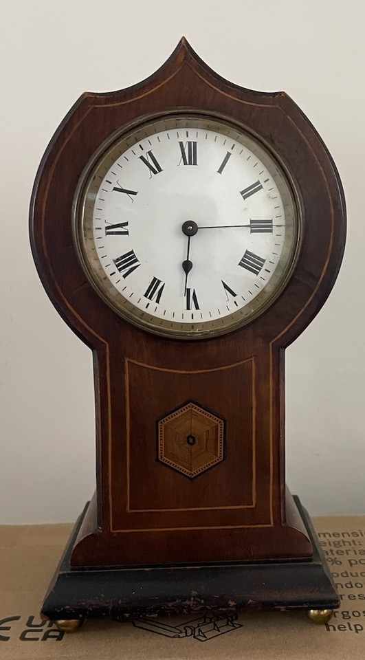 Vintage French Wooden Wind Up Mantel Clock In Good Working Order& Key ...