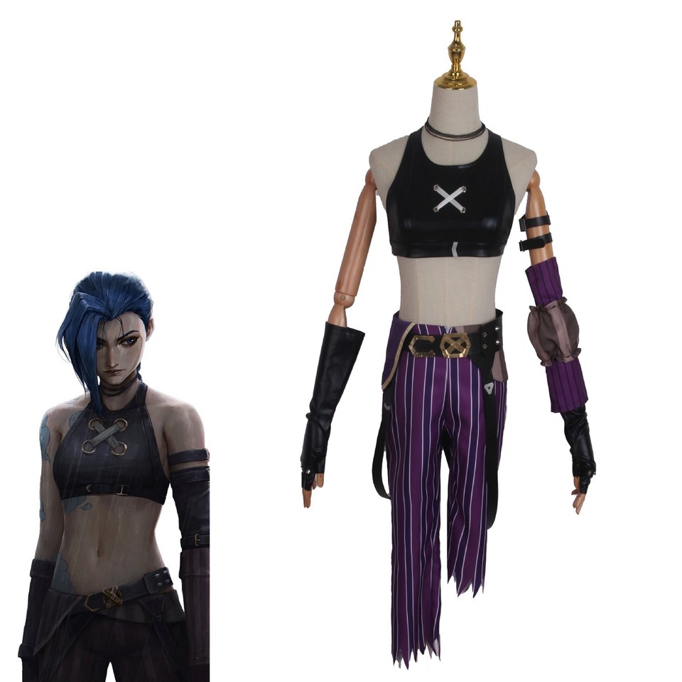 Arcane League of Legends LoL Jinx Cosplay Costume Uniform Wig Party ...