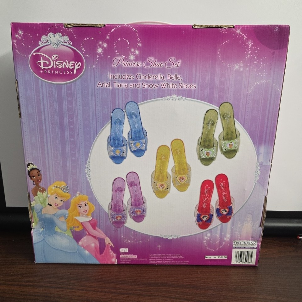 Disney Princess Shoe Gift Set Cinderella Belle Ariel Tiana Snow White ...