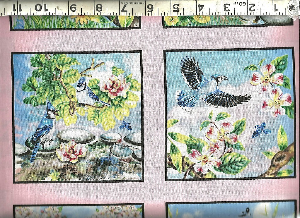 Elizabeth's Studio ~ Blue Jays Bird Squares Panel ~ 100% Cotton Quilt ...