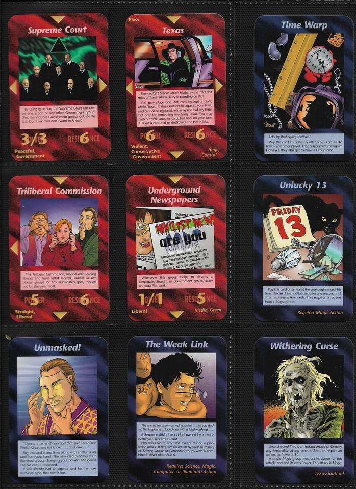 ALL 100 RARES SET UnLIMITED 1995 Illuminati INWO Card Game New World ...