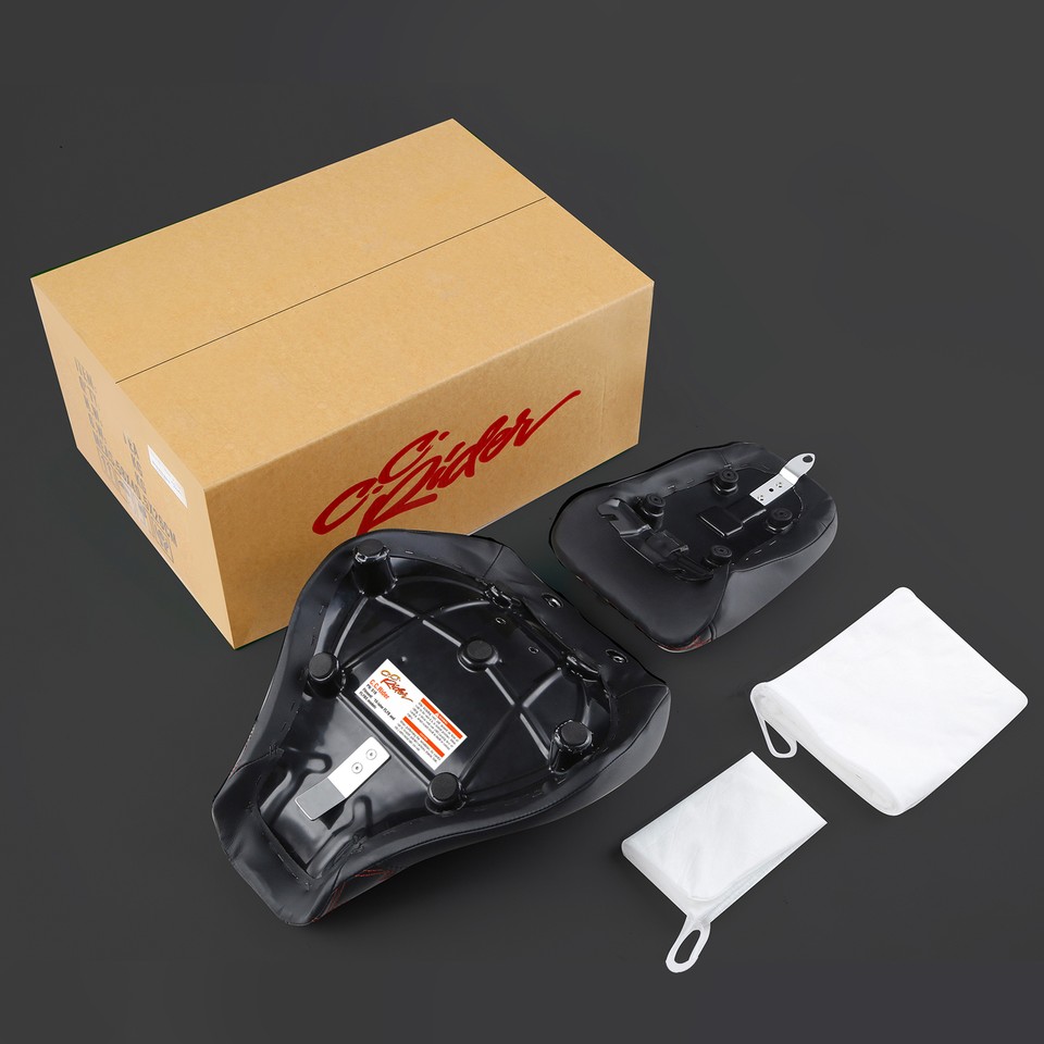 Black+Red Driver & Passenger Seat Fit For Harley Fat Boy FLFB FLFBS ...