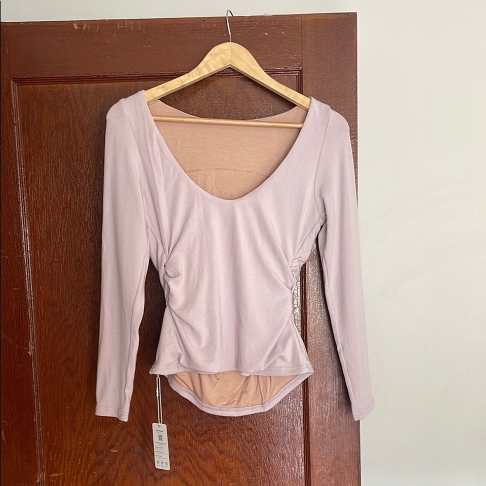 OGL Purple Ruched Long Sleeve Fitted Blouse with Eco-Mousse and Built ...