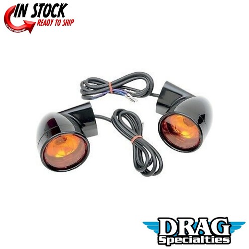 Drag Specialties Gloss BLack Bullet-Style Turn Signals 2020-0567 | eBay
