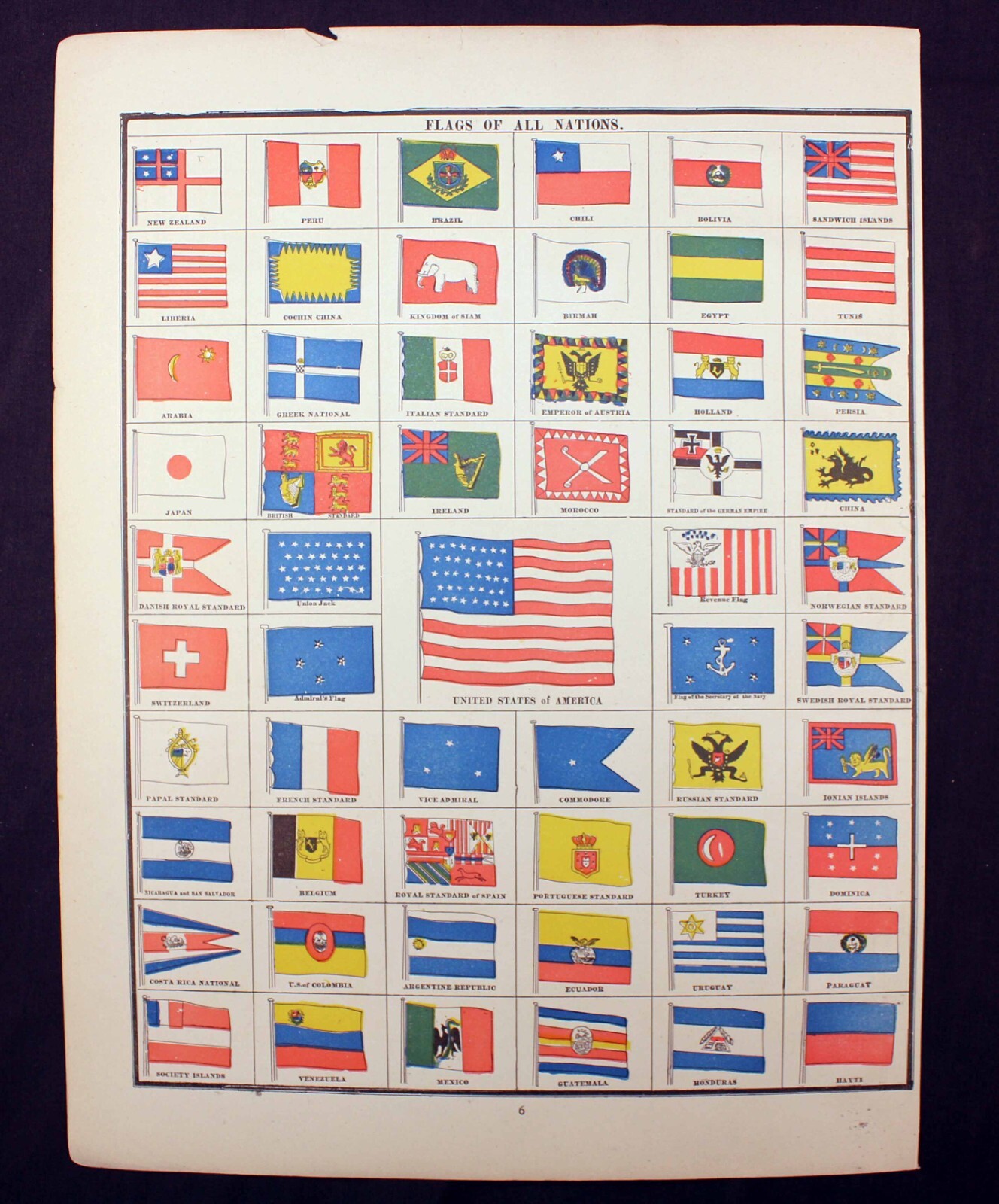 1889 Antique Flags of All Nations or Map Divisions of Standard Time | eBay