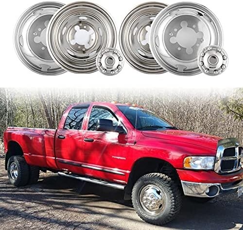4 New 2003-2018 DODGE RAM 3500 17" Dually Wheel Simulators Dual Skins ...