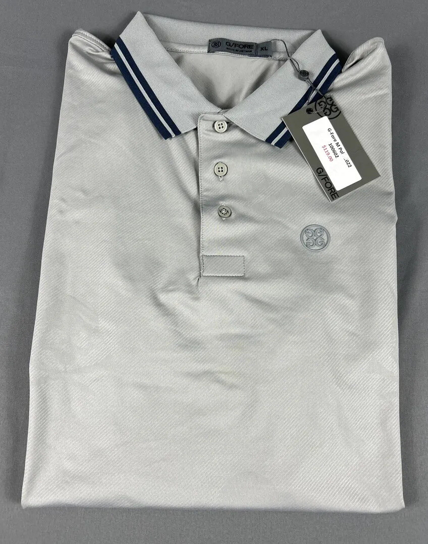 G/Fore G4 Golf Shirt Polo Embossed Skull & Tees Sleeve Logo XL Gray ...