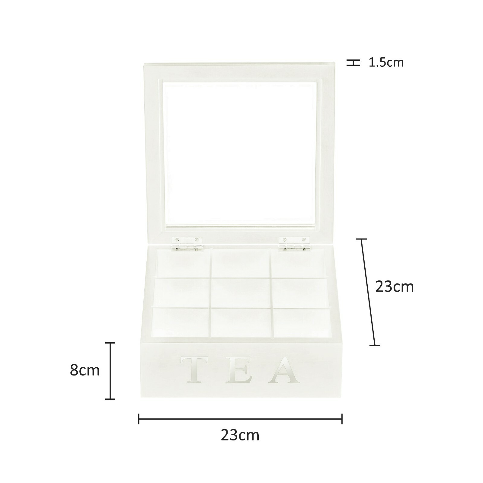 Wooden Tea Box Compartment Tea Bag Chest Box Storage Organizer Glass ...