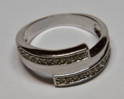 Designer stamped IBB 925 Thailand Sterling Silver w/ 24 clear stones Sz ...