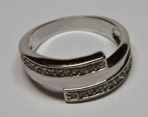 Designer stamped IBB 925 Thailand Sterling Silver w/ 24 clear stones Sz ...