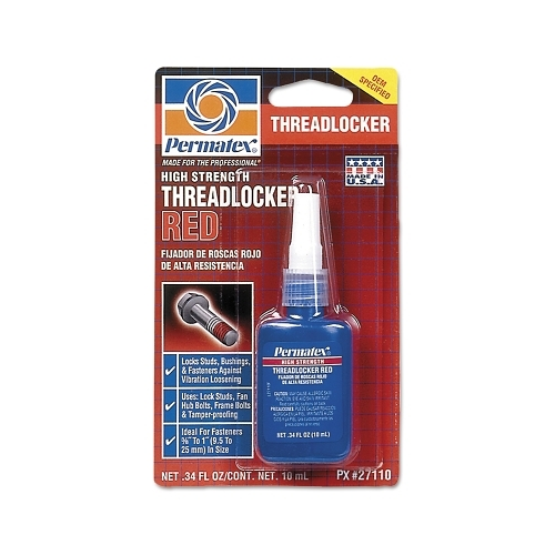 Permatex High Strength Red Threadlocker, 10 Ml, 1/4 Inches To 3/4 ...
